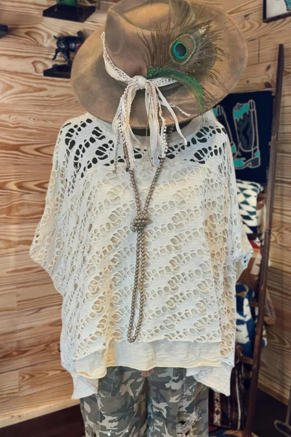 Washed Crochet Layered Knit Top – My Store