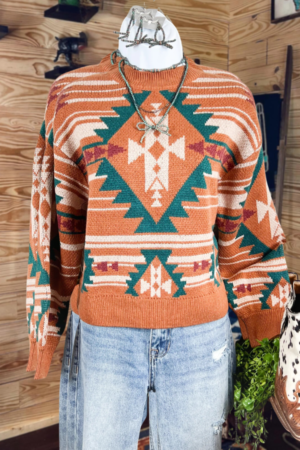 Navajo Inspired Geometric Knit Sweater – My Store